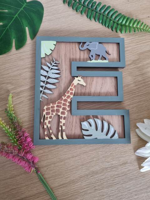 Safari Themed Letters Personalised Jungle Themed Wall Art Wooden Name ...