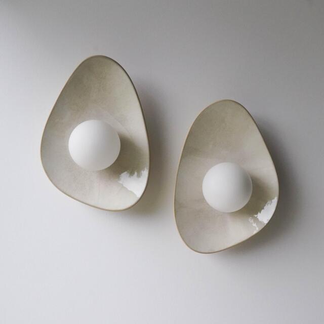 Handmade Ceramic Wall Sconces Set Of Two - Creamy White, Coastal ...