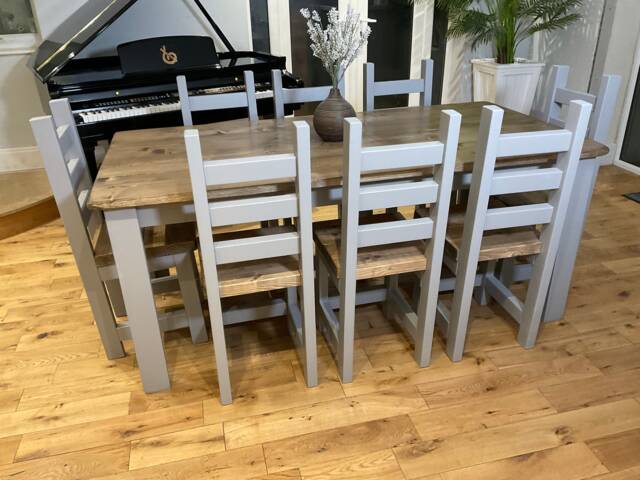 stunning Farmhouse Rustic Dining Table & 8 Chunky Chairs by Etsy ...