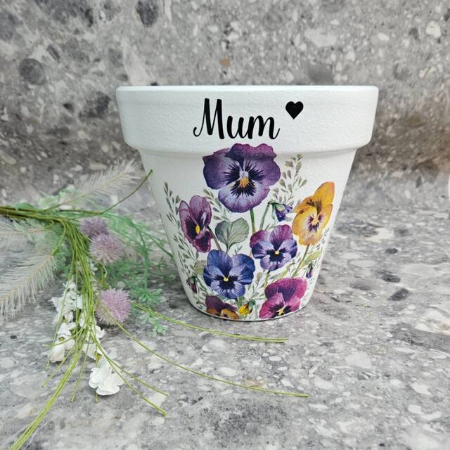 Mum Plant Pot, 17cm, Pansy Personalised Planter, Pretty Large ...