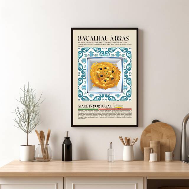 Portuguese Bacalhau A Bras Poster, Portugal, Food Print, Kitchen Print ...