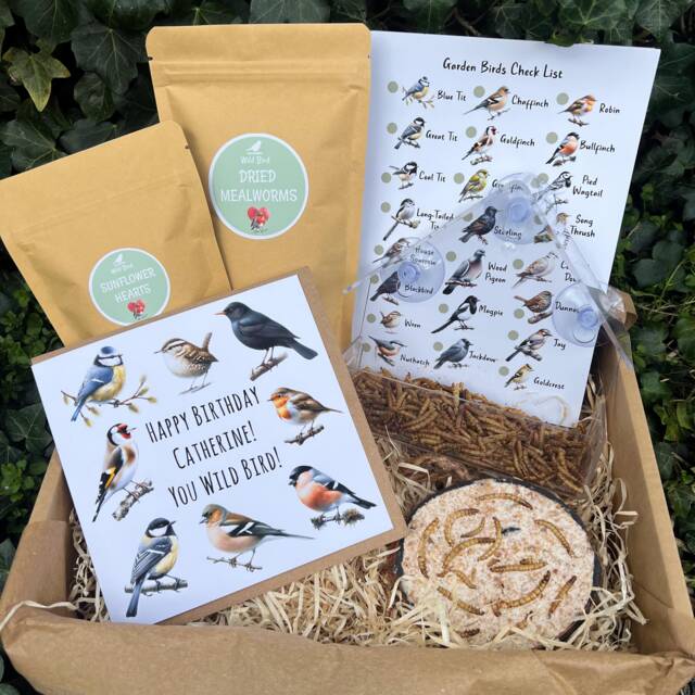 Happy Birthday Bird Feeding Watching Gift Box With Personalised ...