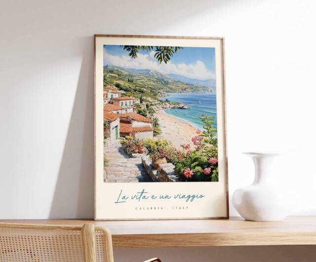 Calabria Italy Travel Poster Coastal Art Print by Etsy | ufurnish.com