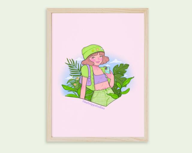 Cool Monstera Fashion Art Print - Kawaii Pastel Plant Girl Wall ...