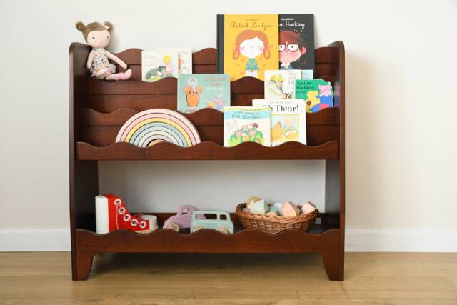 A Front Facing, Montessori Bookcase For Children, in Dark Brown Stain ...
