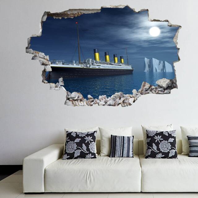 Titanic Wall Sticker Ocean Scene - Iceberg Ship Decal Living Room Art ...