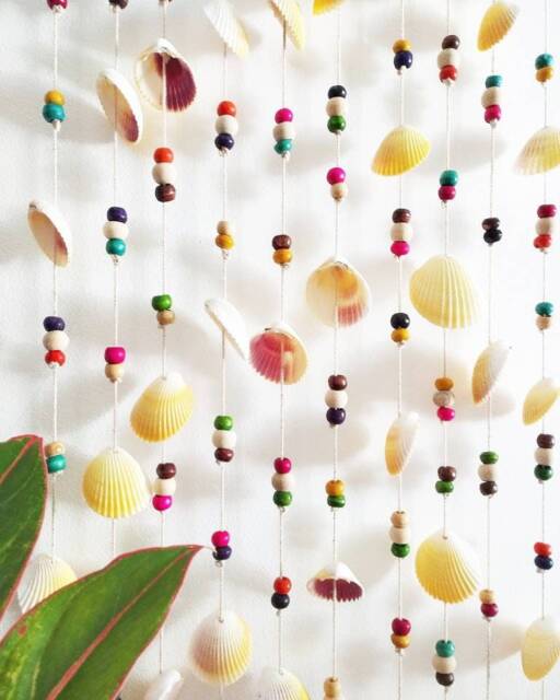Sea Shells Beaded Door Curtain, Shell Garland, Boho Summer Room Divider ...