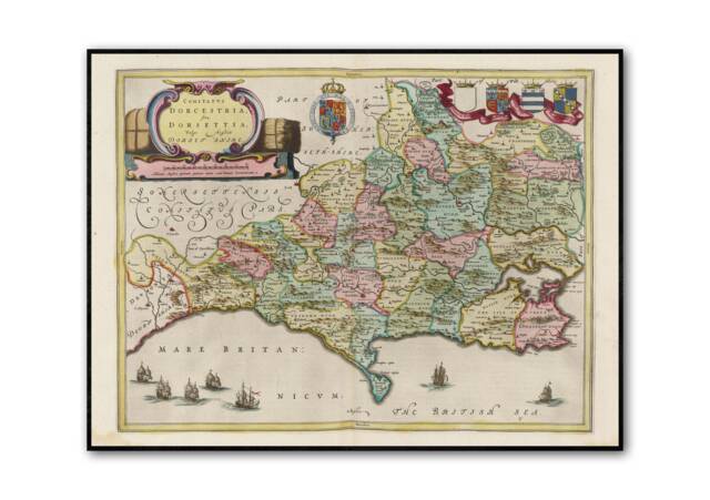 Ancient Dorset Map - Old Antique Of -1665 -Old Wall Print- Poster Art ...