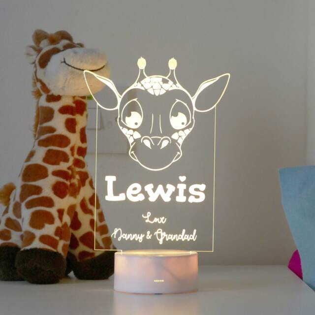 Personalised Giraffe Night Light - Kids Bedroom Decor Baby Gifts Lights ...