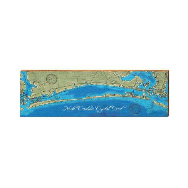 North Carolina Crystal Coast Satellite Map - Real Wood Art Print by ...