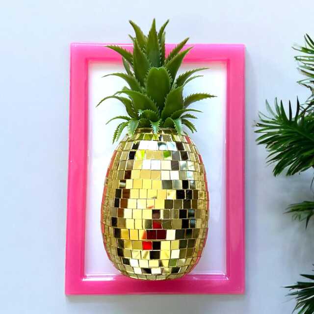 Huge 10 Inch Pineapple Disco Ball Gold 3D Resin Wall Art/Art/ Mirror ...