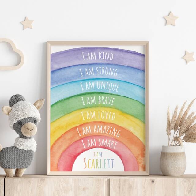 Rainbow Affirmation Poster Personalized Kids Nursery Decor by Etsy ...