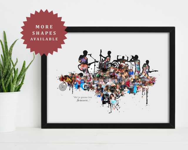 Rock Photo Collage, Music Personalised Picture, Decor, Wall Art, Band ...