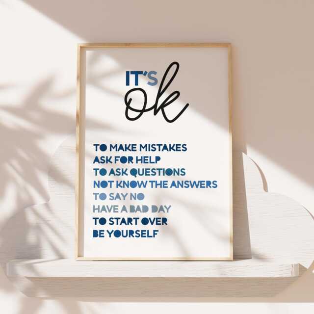It's Ok Print, Feelings Positive Affirmation Boys Bedroom Decor ...