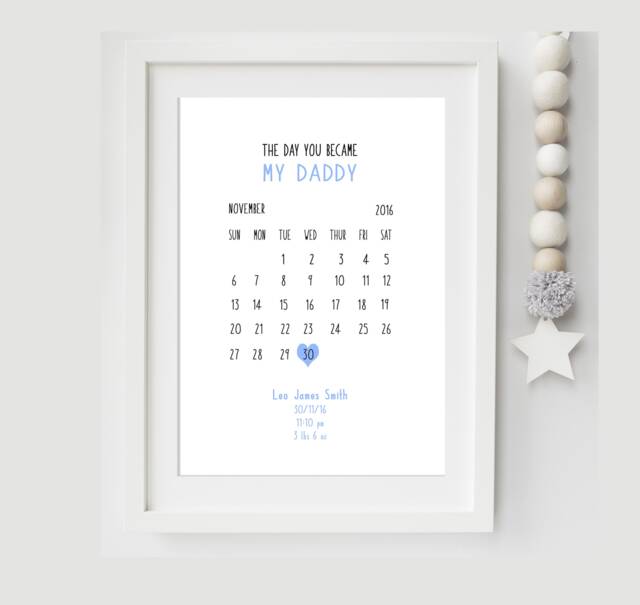 The Day You Became My Daddy/Dad/Grandad Personalised Calendar Birthday ...
