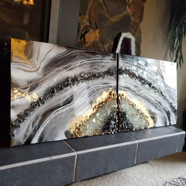 Black Resin Geode Wall Art/3D Painting Epoxy Canvas Artwork by Etsy ...