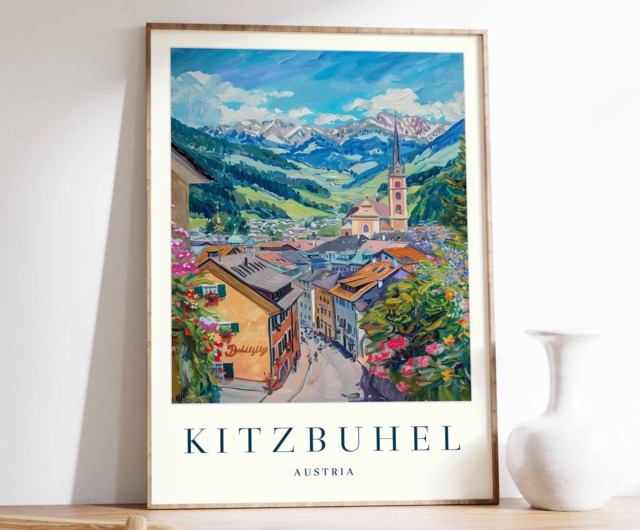 Kitzbuhel Poster, Travel Print, Austria Wall Art, Austrian Ski Skiing ...
