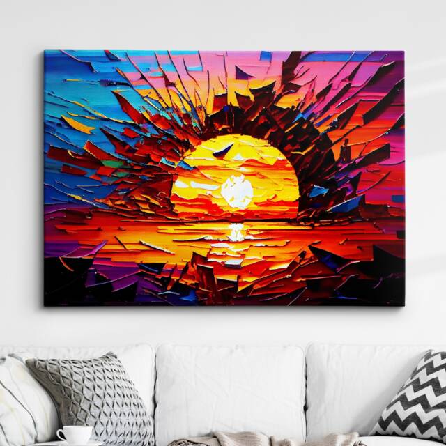 Sunset Beautiful Landscape Abstract Modern Splash Oil Painting Splatter ...