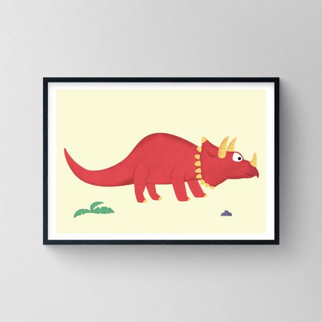 Triceratops Art Print Dinosaur A5/A4 A3 - Children's Wall Decor ...