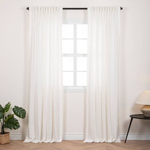 Natural Linen Back Tab Curtain Panel With Standard Lining, Blackout Or ...