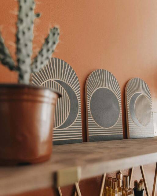 Carved Set Of 3 Eclipse Arches. Wall Hanging Moon Phase Hanging, Decor ...