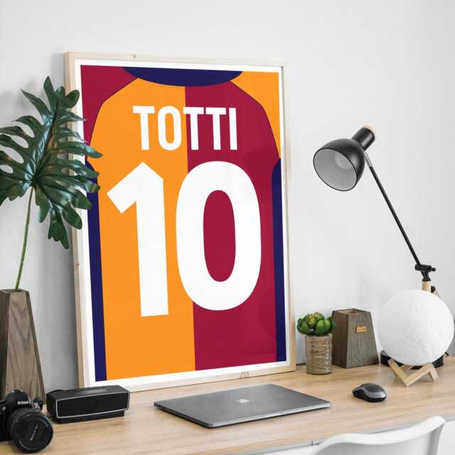 Totti Retro Football Shirt Poster Print Classic Rome Fan Wall Art ...