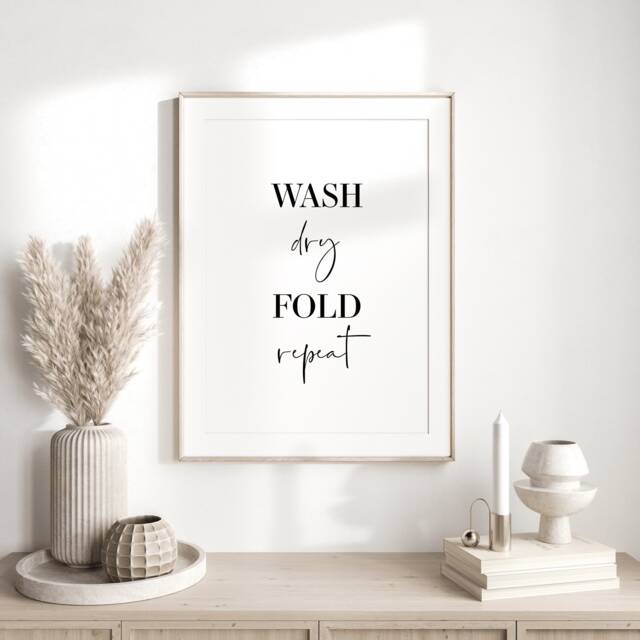 Wash Dry Fold Repeat Print - Utility Room Wall Art Home Laundry Prints ...