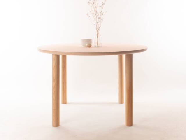 Kobe Round Dining Table // 4 People/Desk Solid Ash Dowel Legs Birch ...