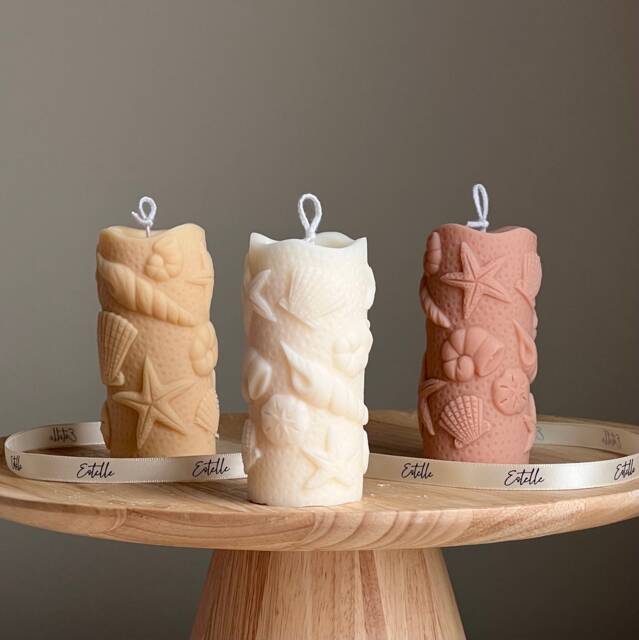 Shell Conch Pillar Candle - Handmade Decorative Sea Shaped Aesthetic ...