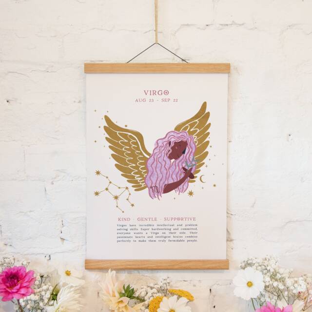 Virgo Poster Print - Hand Illustrated Birthday Gift Unique Art For ...