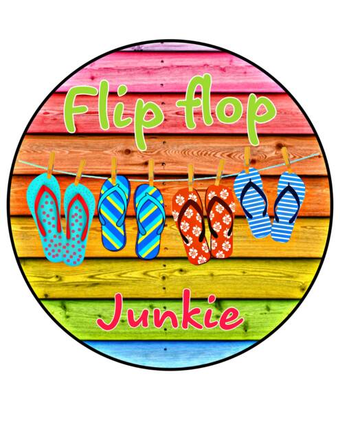 Summer Flip Flop Junkie Wreath Signs, Red Check Borders, Wall Hanging ...