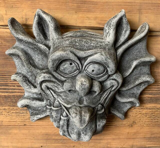 stone Garden Large Gremlin Gargoyle Tongue Out Face Wall Plaque ...