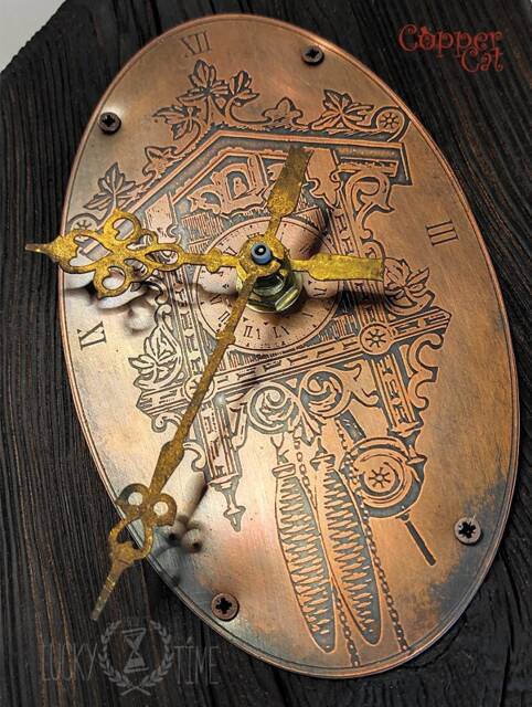"Designer Wooden Wall Clock ""Cuckoo-Clock"" By ""Copper Cat Art Group ...