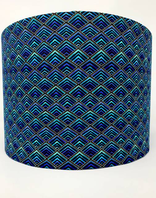 Art Deco Lampshade Blue & Gold Light Shade For Table/Ceiling Lamps by ...
