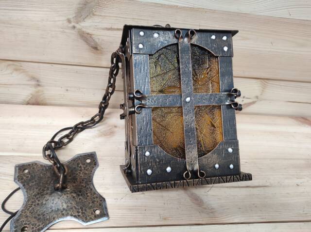 Hand Forged Medieval Lantern Wrought Iron Hanging Ceiling Light by Etsy ...