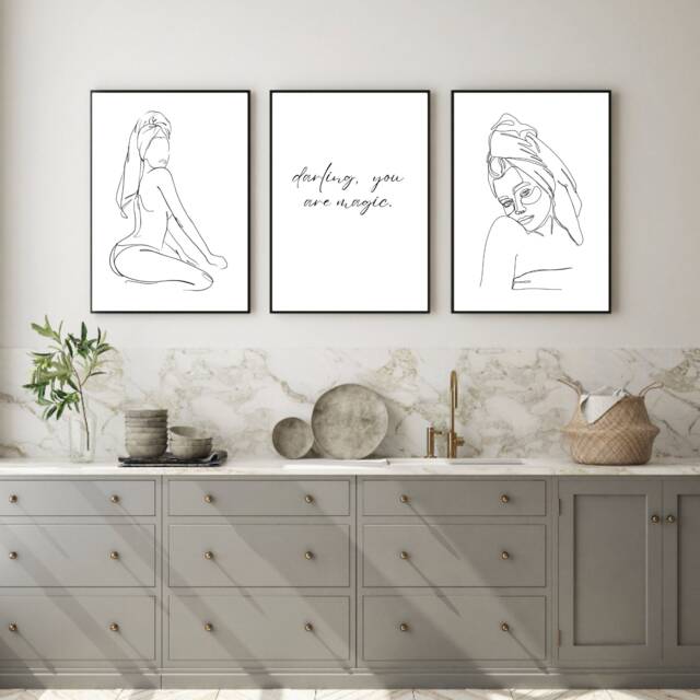 Set Of Bathroom Posters, You Are Magic, Prints, Line Art, Decor ...