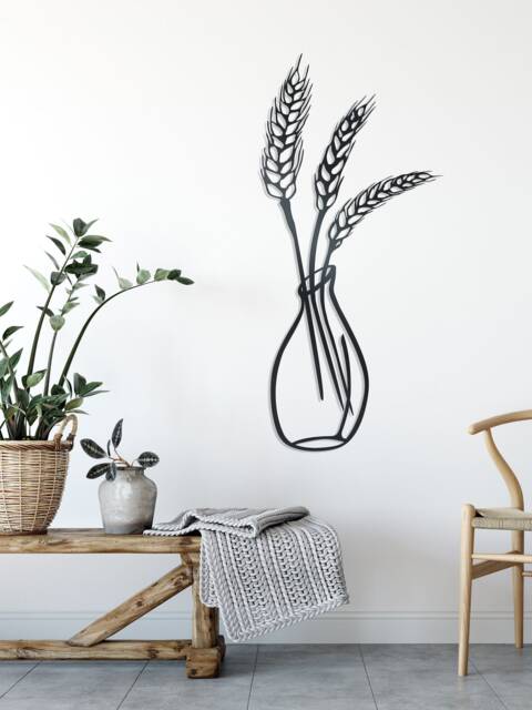 Spikes in Vase Metal Wall Art - Floral Steel Design For Indoor ...
