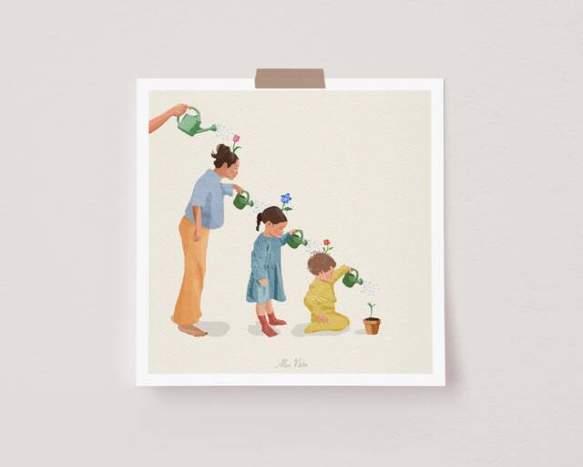 Together We Bloom, Family Art, Flowers, Motherhood, Meaningful Wall ...