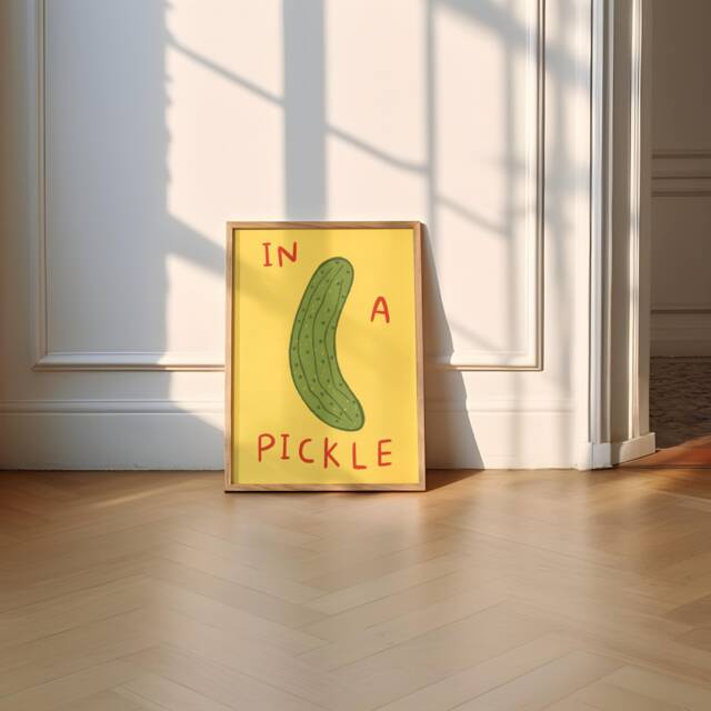 In A Pickle Unframed Print - Posters Kitchen Poster Funny Prints Wall ...