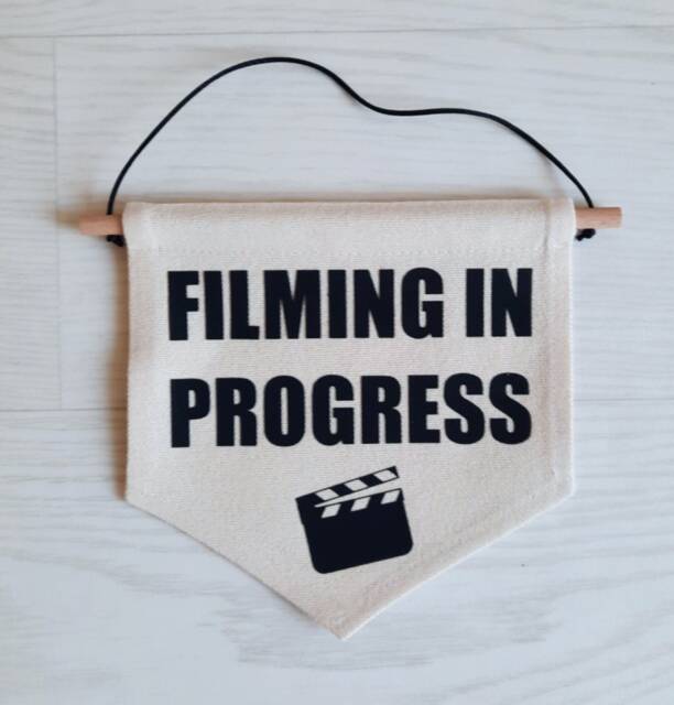 Wall Hanging - Canvas Banner Filming in Progress Penant Flag Home Decor ...