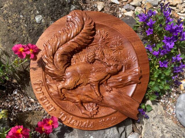 Deeply Engraved Circular Wooden Squirrel House Sign - Can Be ...