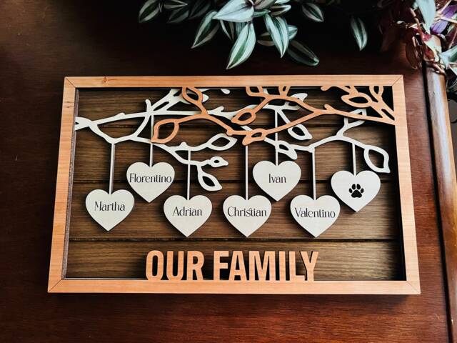 Personalized Family Tree Wall Art Wood, Grandkids Sign, Custom Gifts ...