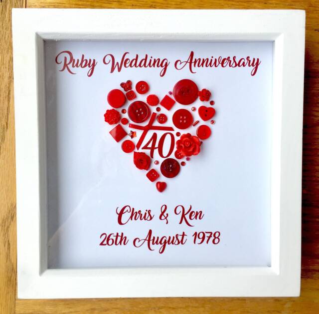 Personalised Ruby Wedding Anniversary Shadow Box - 40Th Gift ...