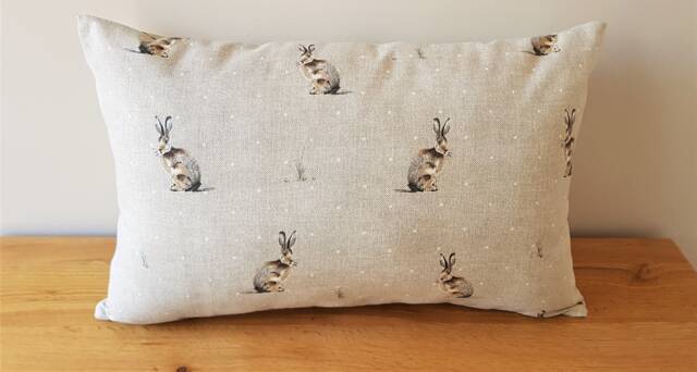 Hartley Hare Cushion, Pattern On Both Sides, Decorative Rabbit Pillow ...