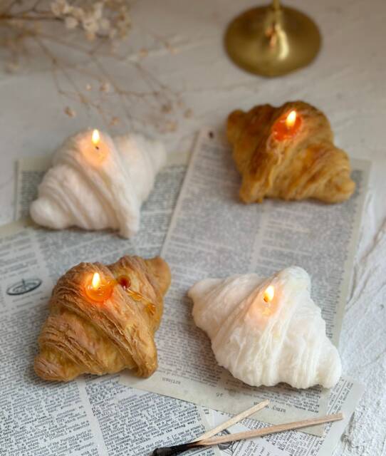 Croissant Candle, Food Home Decor, Pastry Decorative French Croissant ...