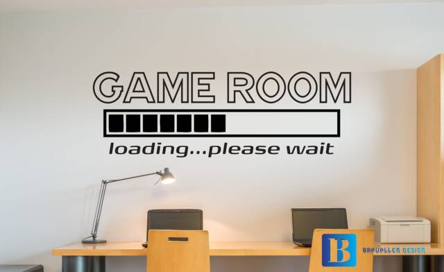 Game Room Loading Please Wait Gaming Kids Man Cave Wall Art Matt Vinyl ...