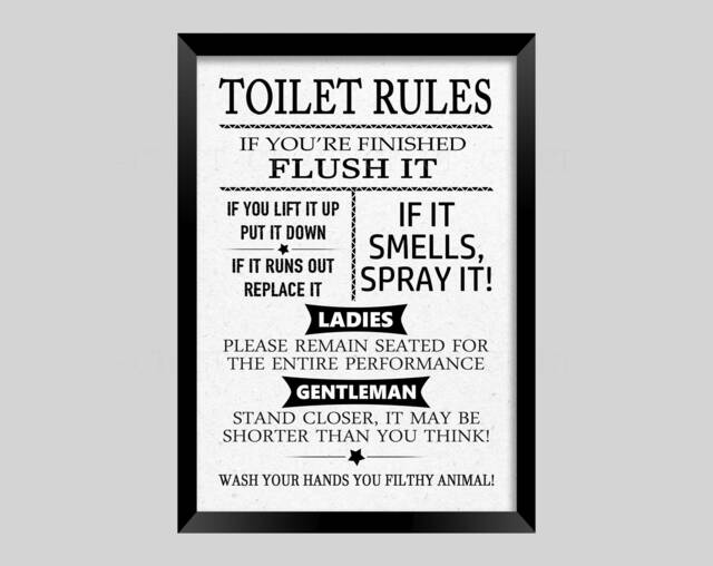 Toilet Rules Print Funny Bathroom Wall Art - Unframed by Etsy ...