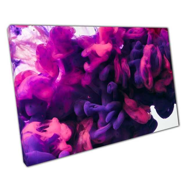 Pink Purple Abstract Canvas Print Vibrant Ink Drop Wall Art For Home Or ...