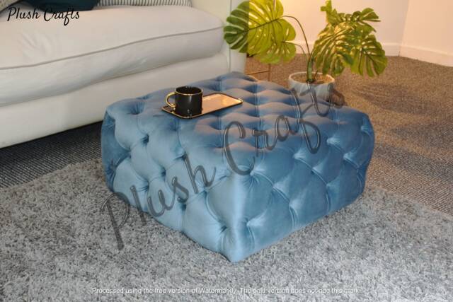 Brand New Handmade Sky Blue Footstool/Coffee Table, Made To Order by ...