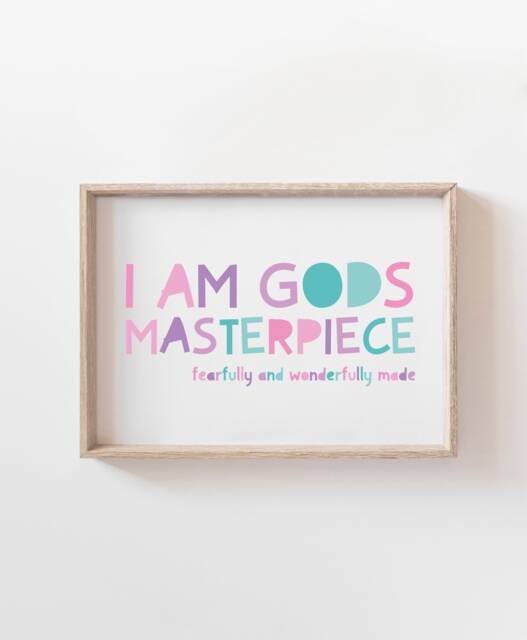 Christian Nursery Prints, Fearfully & Wonderfully Made Print, Wall Art ...